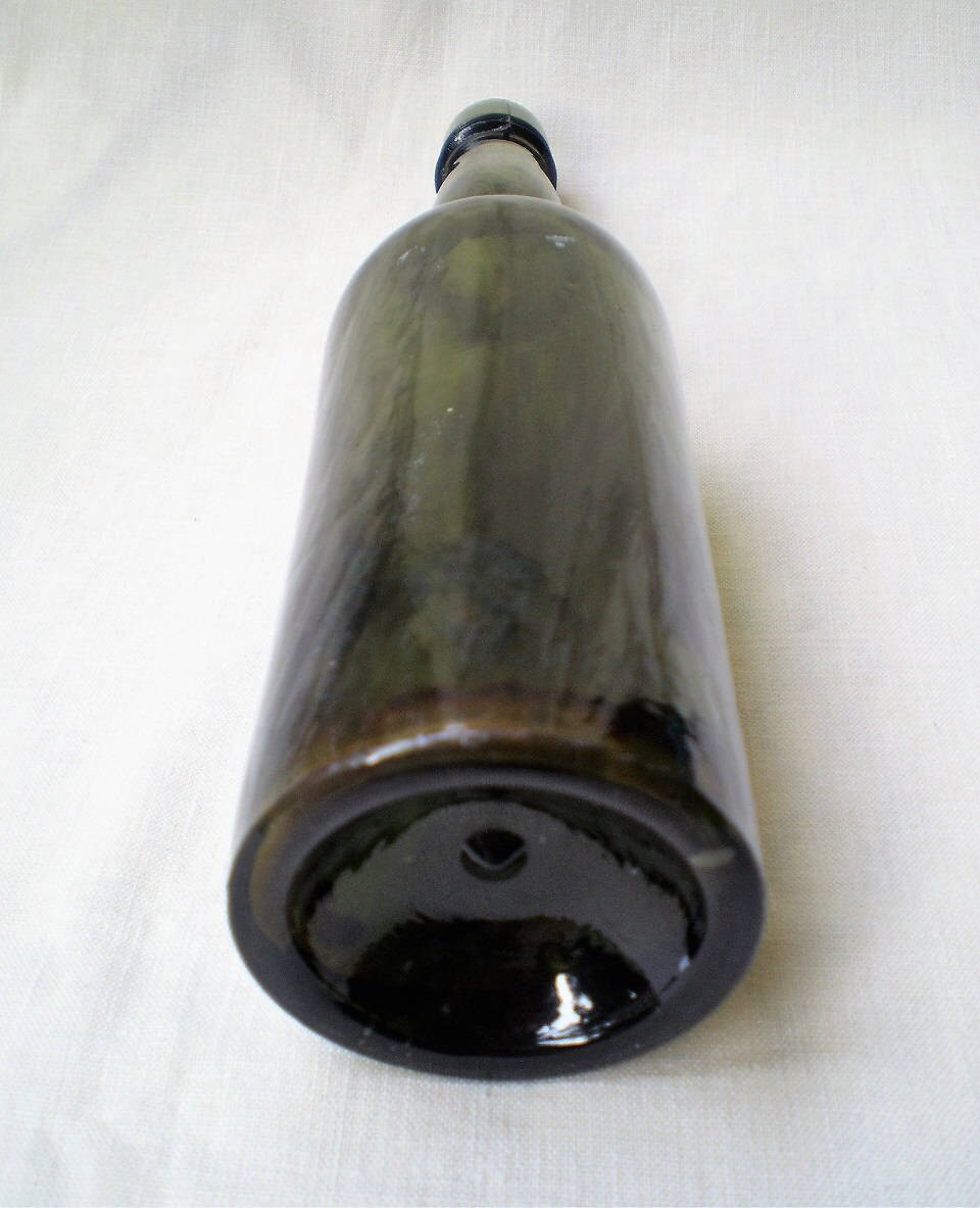 Antique Liquor Bottle Dark Olive Green Applied Top Iron | Etsy