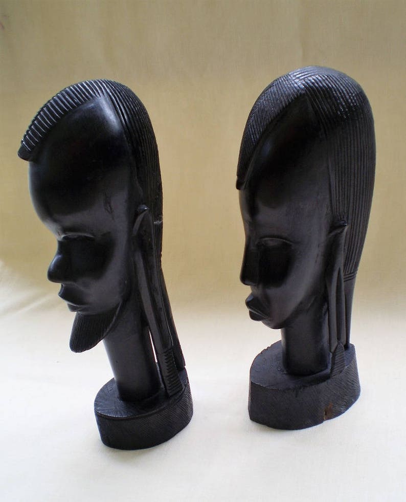 Vintage Hand Carved African Ebony Wood Statues Museum Quality-from ...