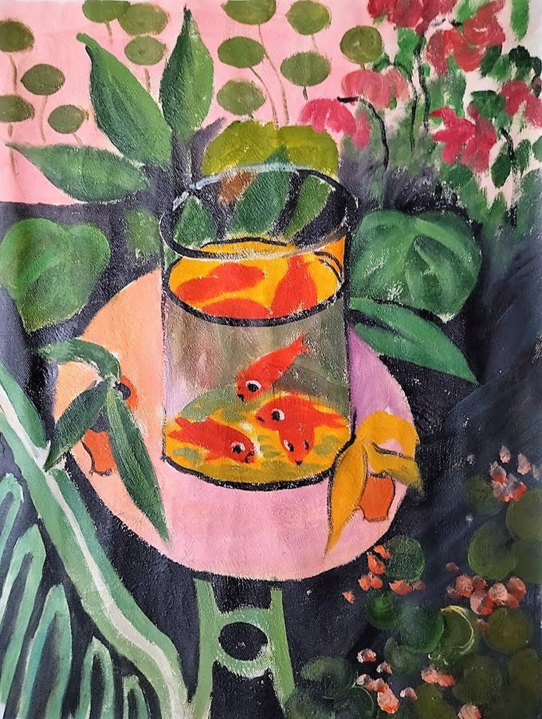 Henri Matisse, Magical Hand Painted Oil on Canvas After THE GOLDFISH ...