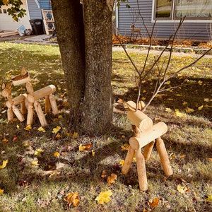 Log Deer Family | Outdoor Wooden Reindeer | Reindeer Lawn Ornaments - Etsy