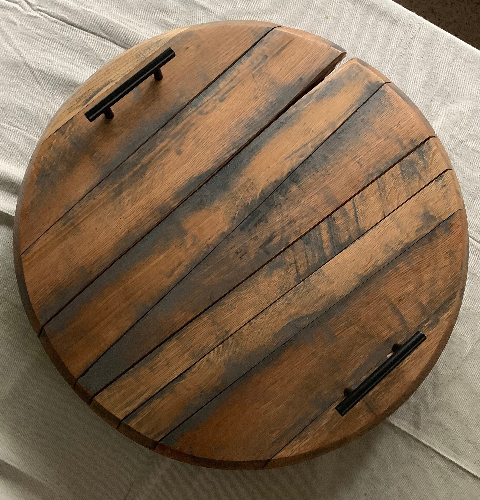 Whiskey Barrel Lid Charcuterie Board Lazy Susan Decorative - Etsy