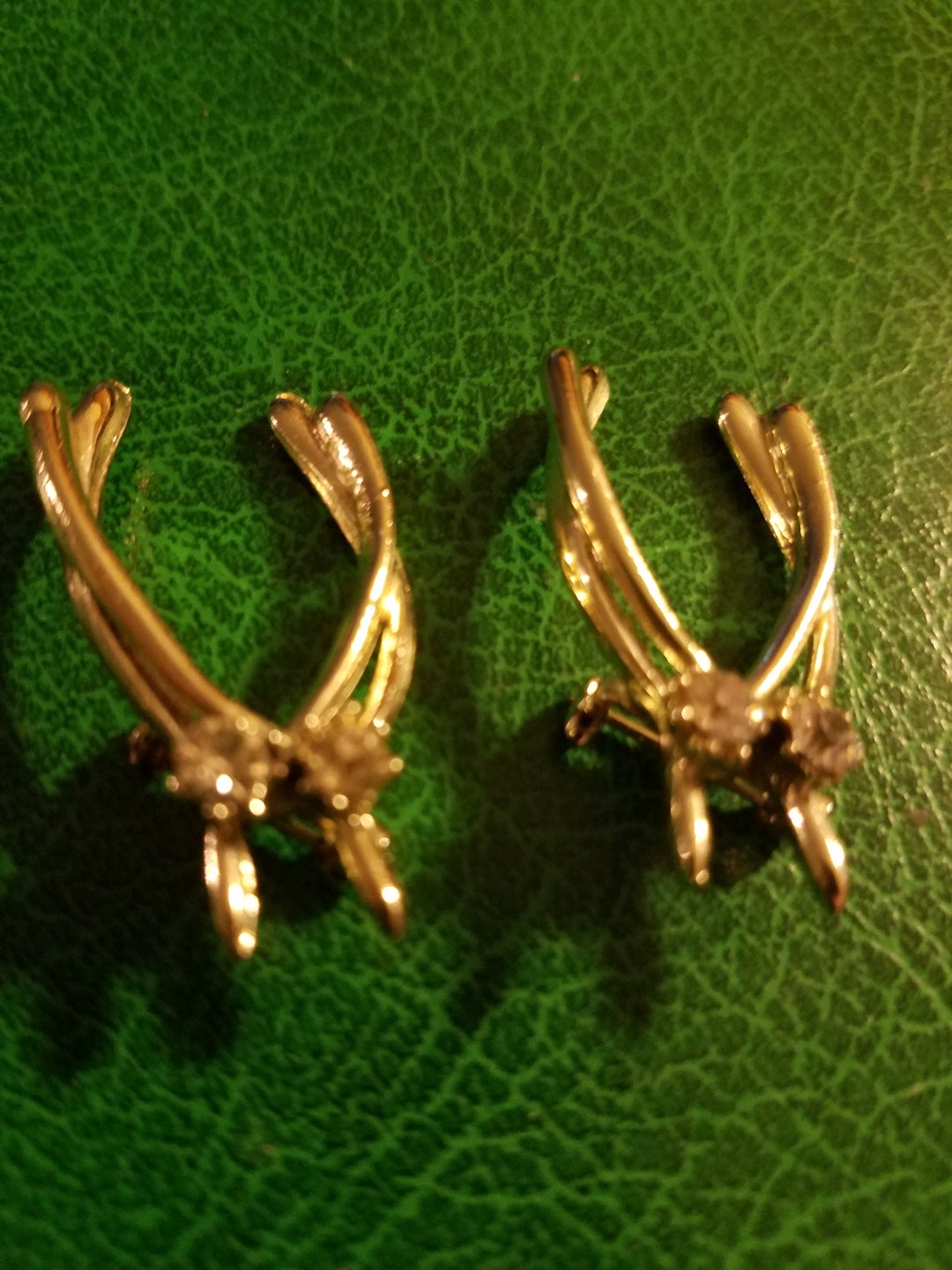Vintage Pair of Wishbone Scatter Pins Brooches Clear Stones Good Luck ...