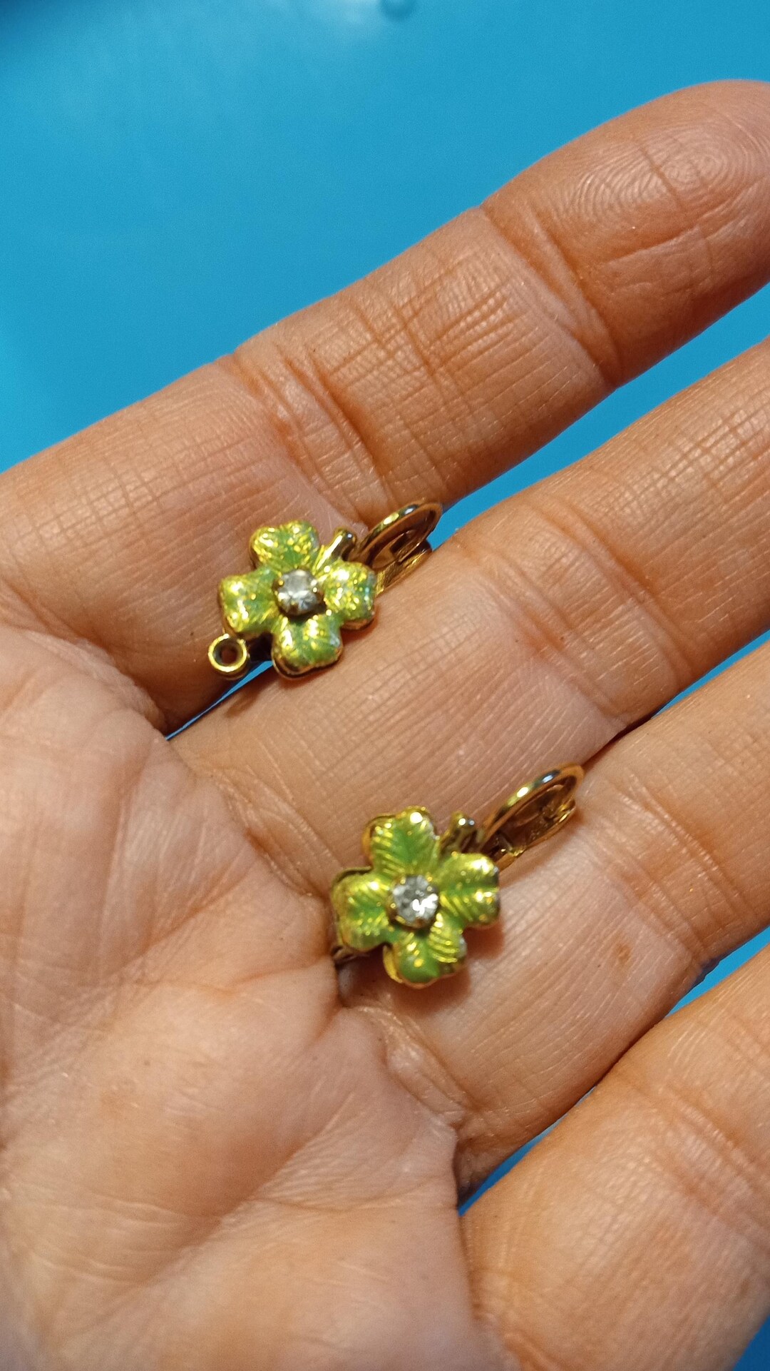 Vintage L Kirk's Folly 4-leaf Clover Enamel Earrings Good Luck Charm ...