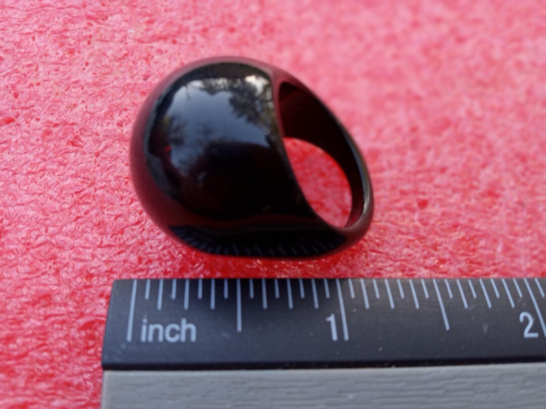1960's Fantastic MOD MCM Dome Bubble Ring Large Shiny Black Lucite ...