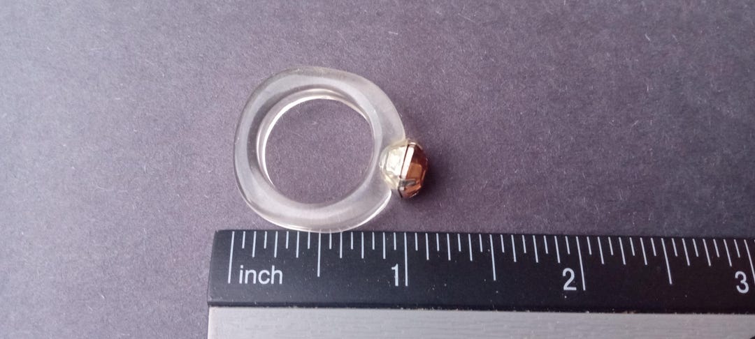 Rare Find MCM Clear Lucite Band Ring With Champagne Gold Large ...