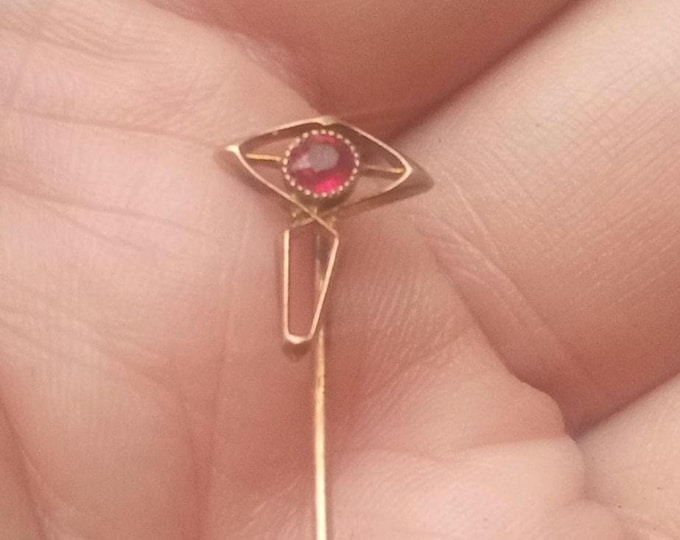 1800's to Victorian Masonic ? Eye Shape Symbol Natural Untreated Ruby ...
