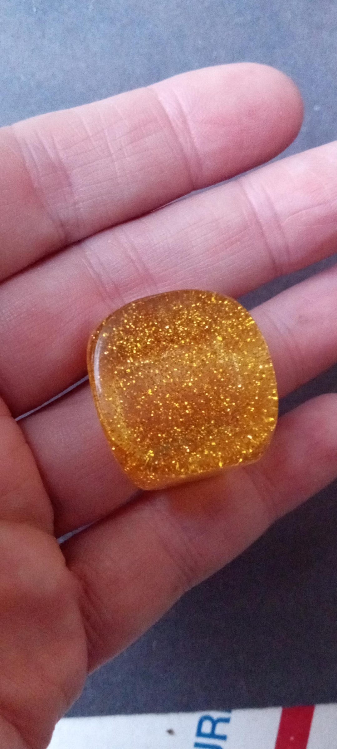 1960's Mod MCM Huge Golden Dome Lucite Ring With Embedded Gold Sparkles ...