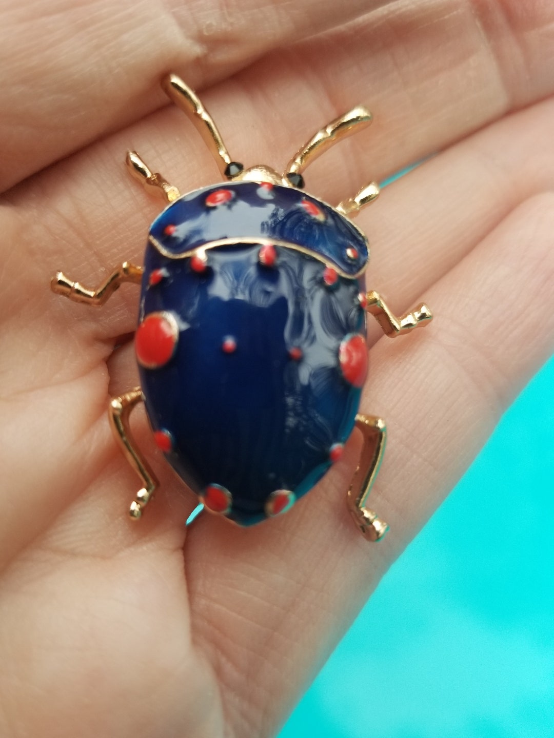 Antique Scarab Brooch Pin Egyptian Revival Large Beetle Insect Dark ...