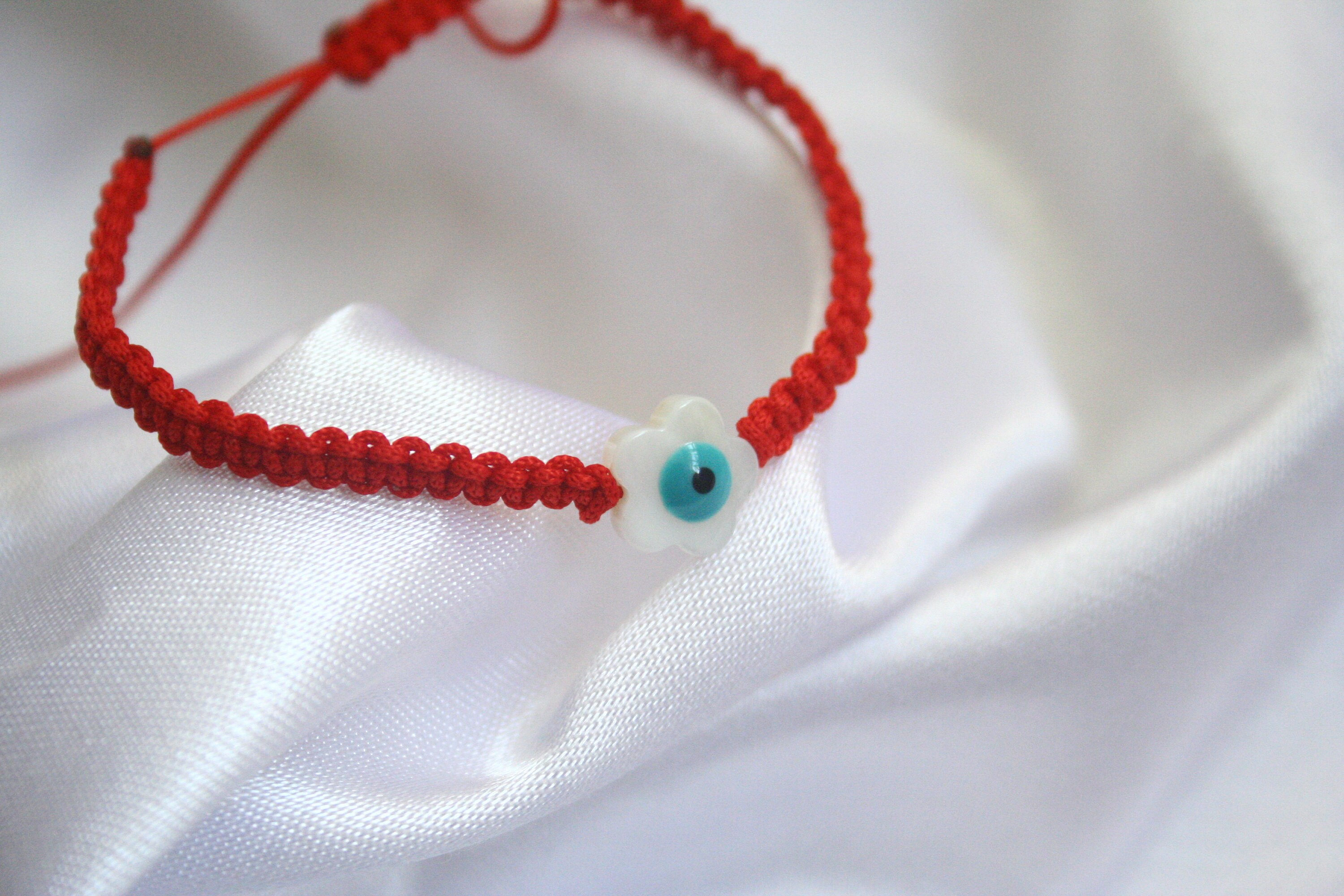 Red String Evil Eye Bracelet Flower Evil Eye Bracelet Red - Etsy