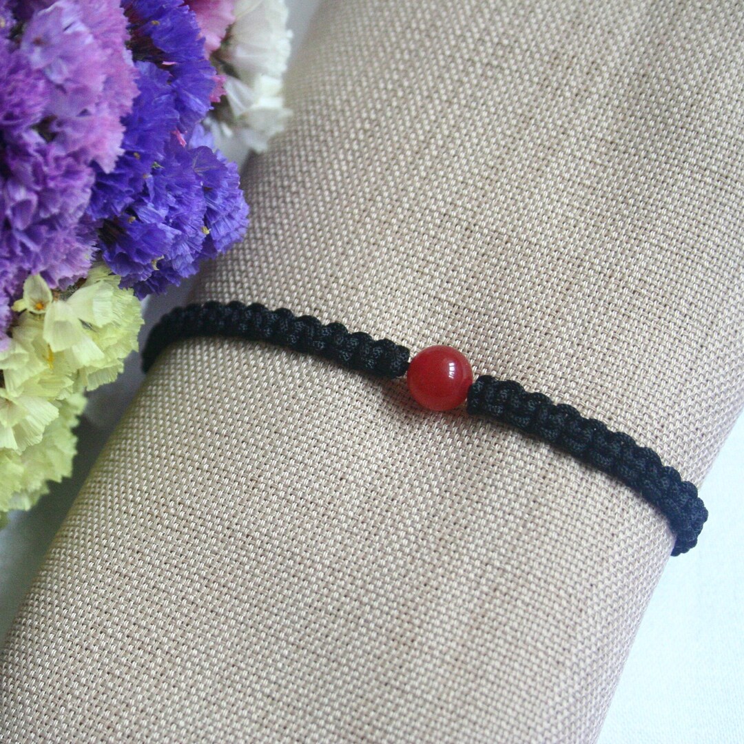 Natural Stone String Bracelet Pink Agate Bracelet Adjustable Couples ...