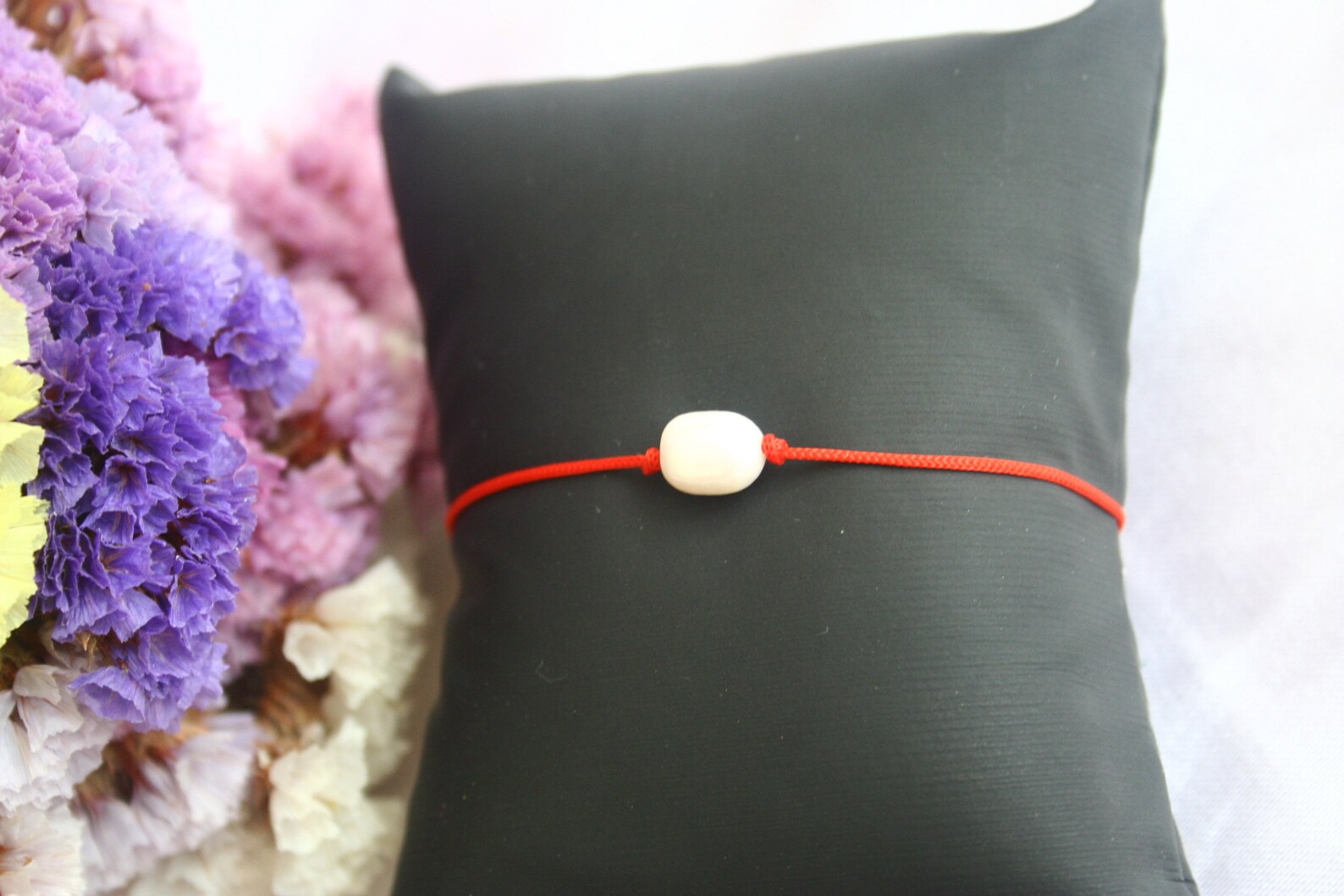 Red String Bracelet, Pearl Bracelet, Adjustable Cord Bracelet ...