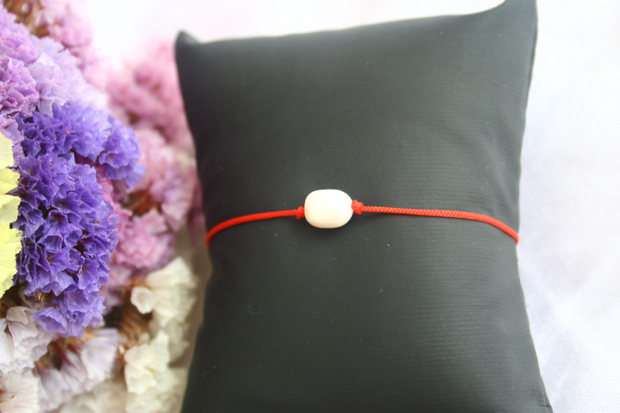 Red String Bracelet, Pearl Bracelet, Adjustable Cord Bracelet ...
