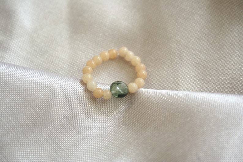 Mossy Agate Ring, Green Stone Agate Ring With Pearly Stone, Unisex ...