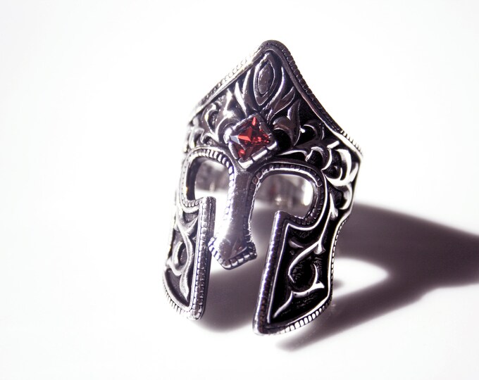 Mens Ring Gladiator Helmet Mask Ring 925 Sterling Silver for Men ...