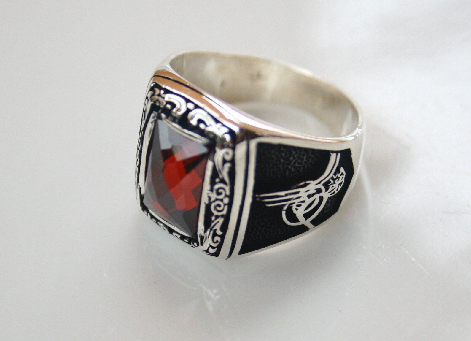 Garnet Rings for Men | 925 Sterling Silver Ring for Men | Ottomon Ring ...