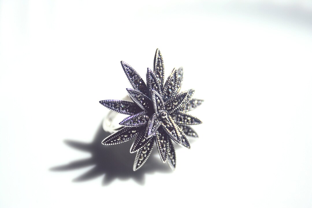 Marcasite 925 Sterling Silver Ring Marcasite Womens Rings - Etsy
