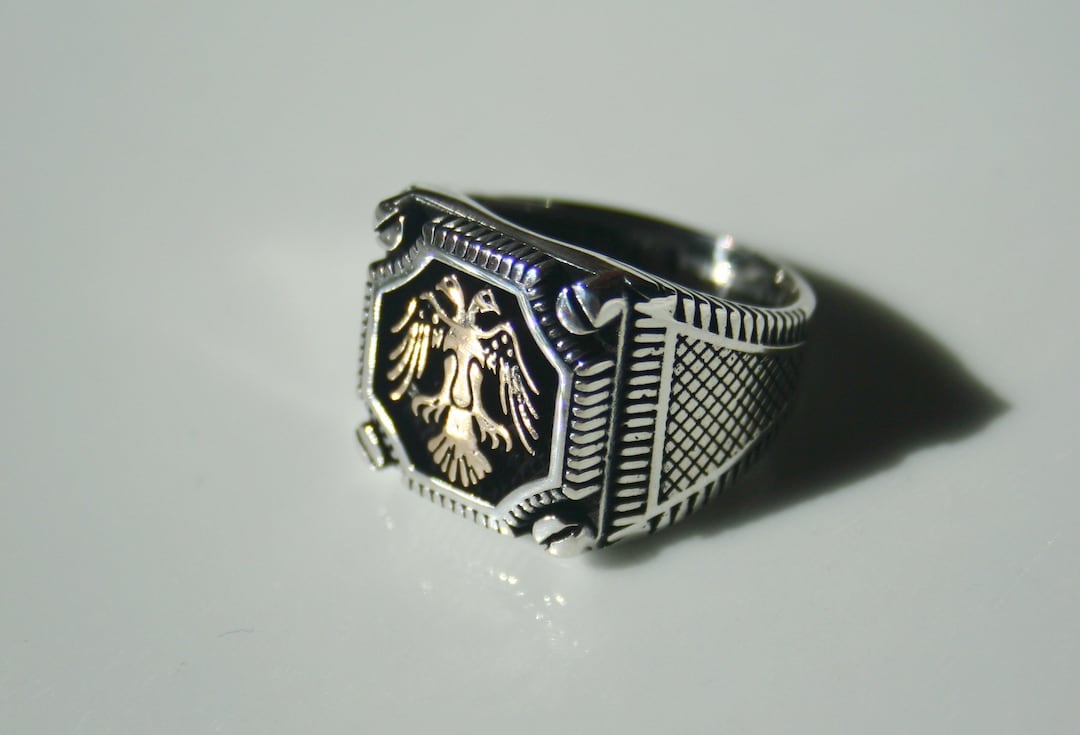 Double Headed Eagle Ring, Signet Ring, Eagle Ring for Men, 925 Sterling ...