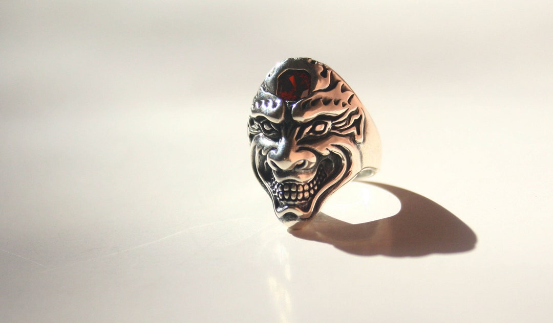 Skull Men Ring Gothic Ring, Silver Punk Ring, Skull Biker Ring for Men ...