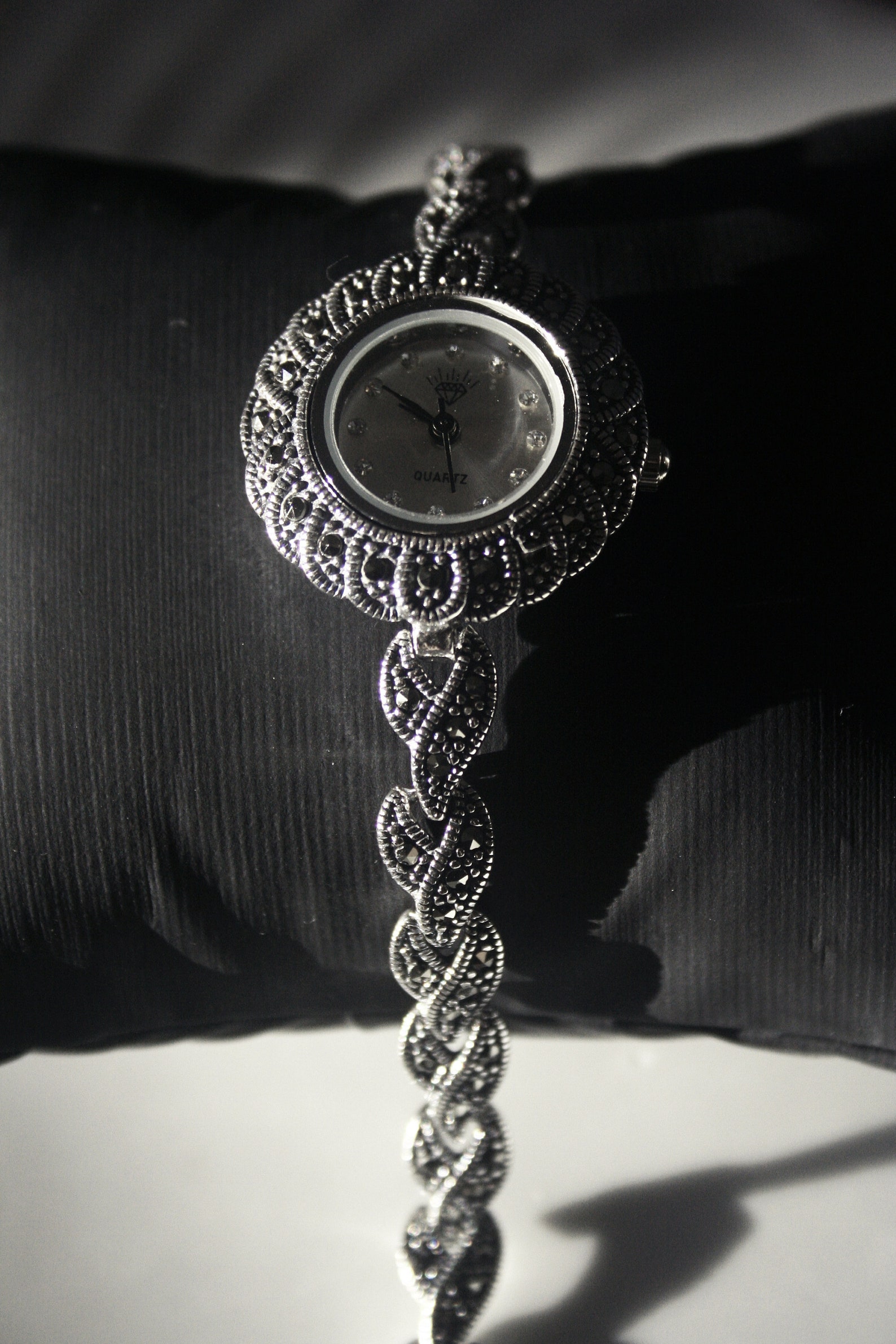 925 Sterling Silver Marcasite Watch Watches for Women Black - Etsy