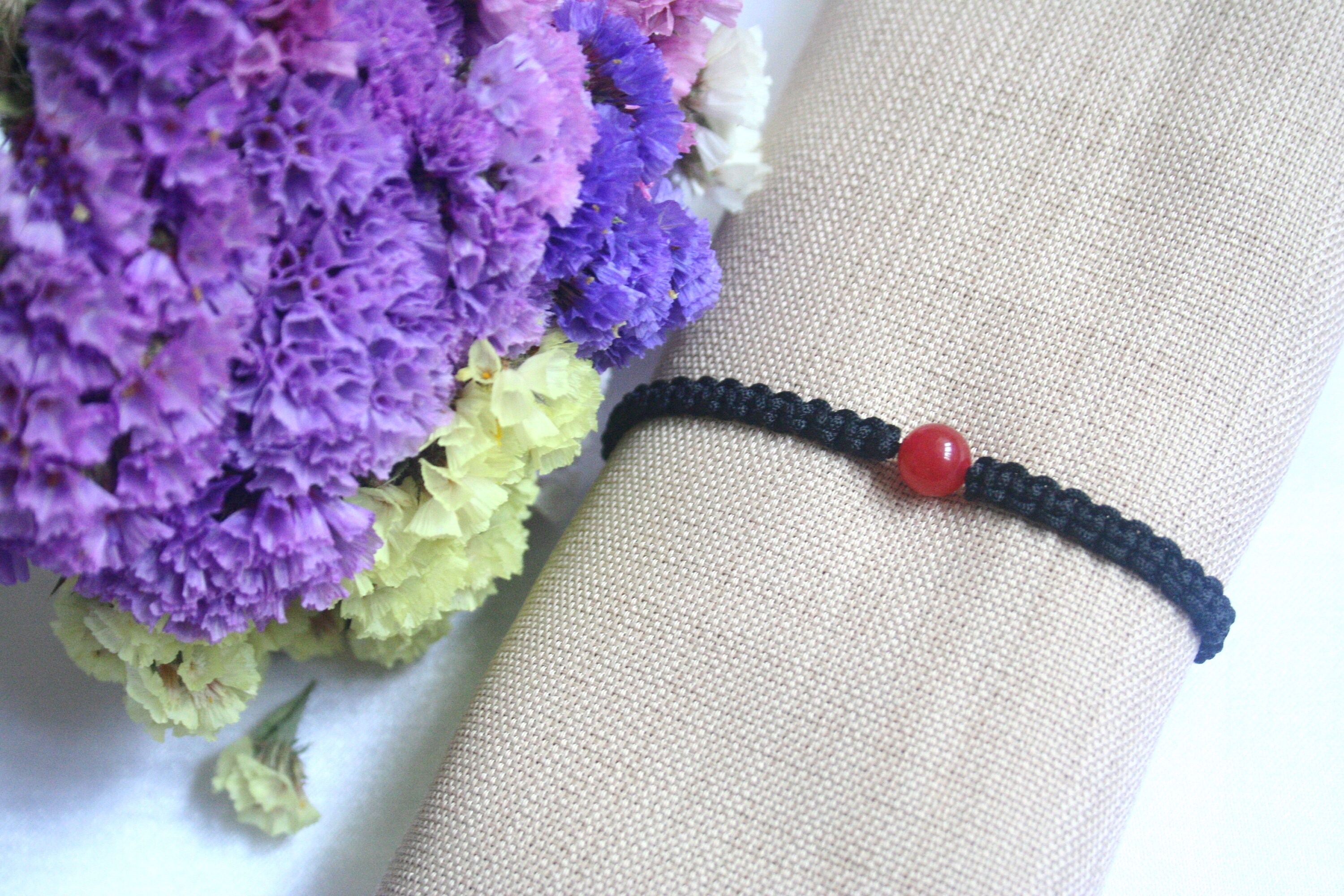 Natural Stone String Bracelet Pink Agate Bracelet Adjustable - Etsy