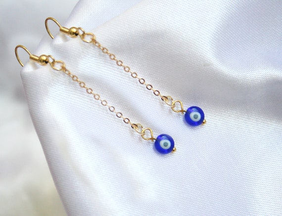Evil Eye Earrings Chain Evil Eye Earrings Handmade Earrings - Etsy