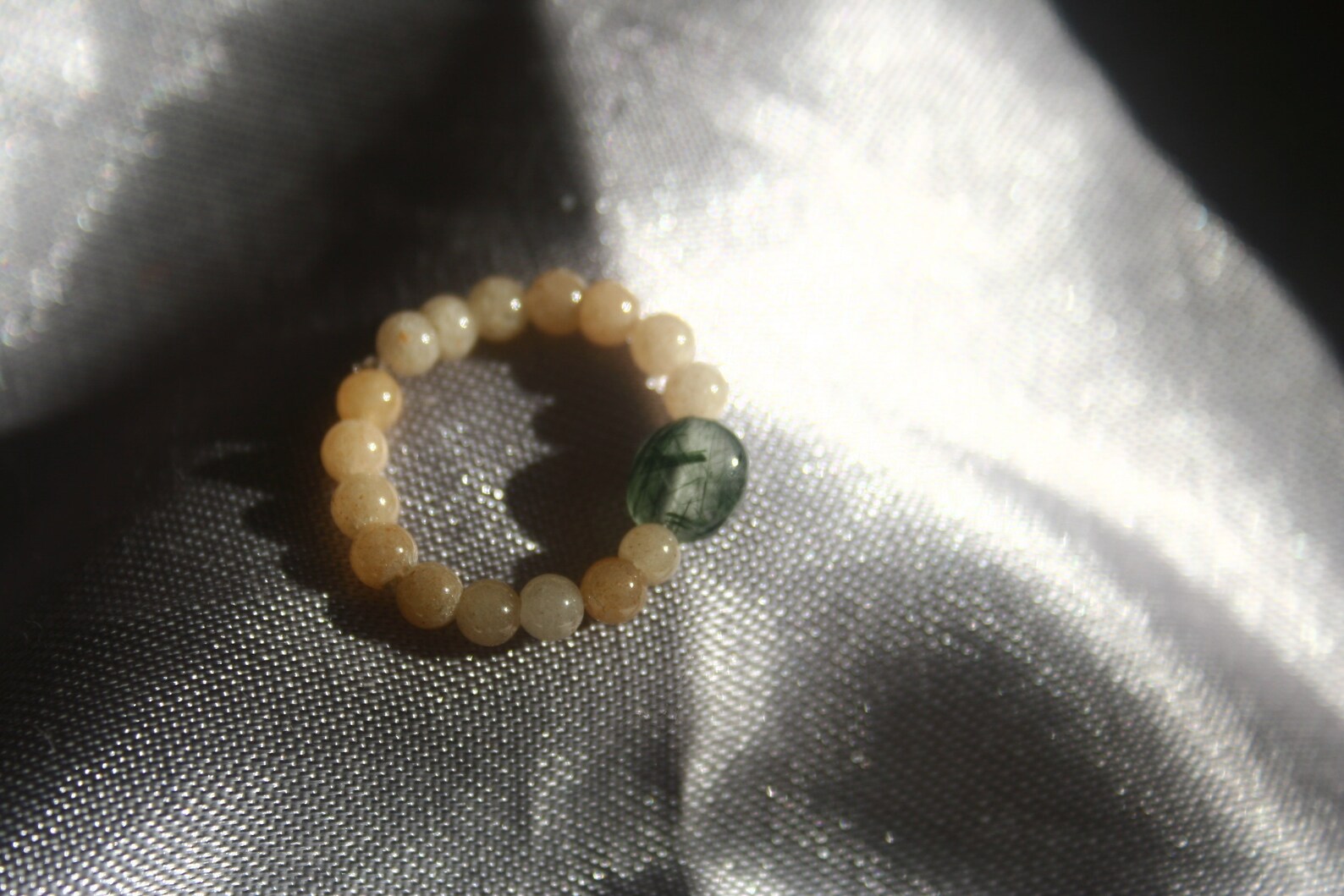 Mossy Agate Ring, Green Stone Agate Ring With Pearly Stone, Unisex ...