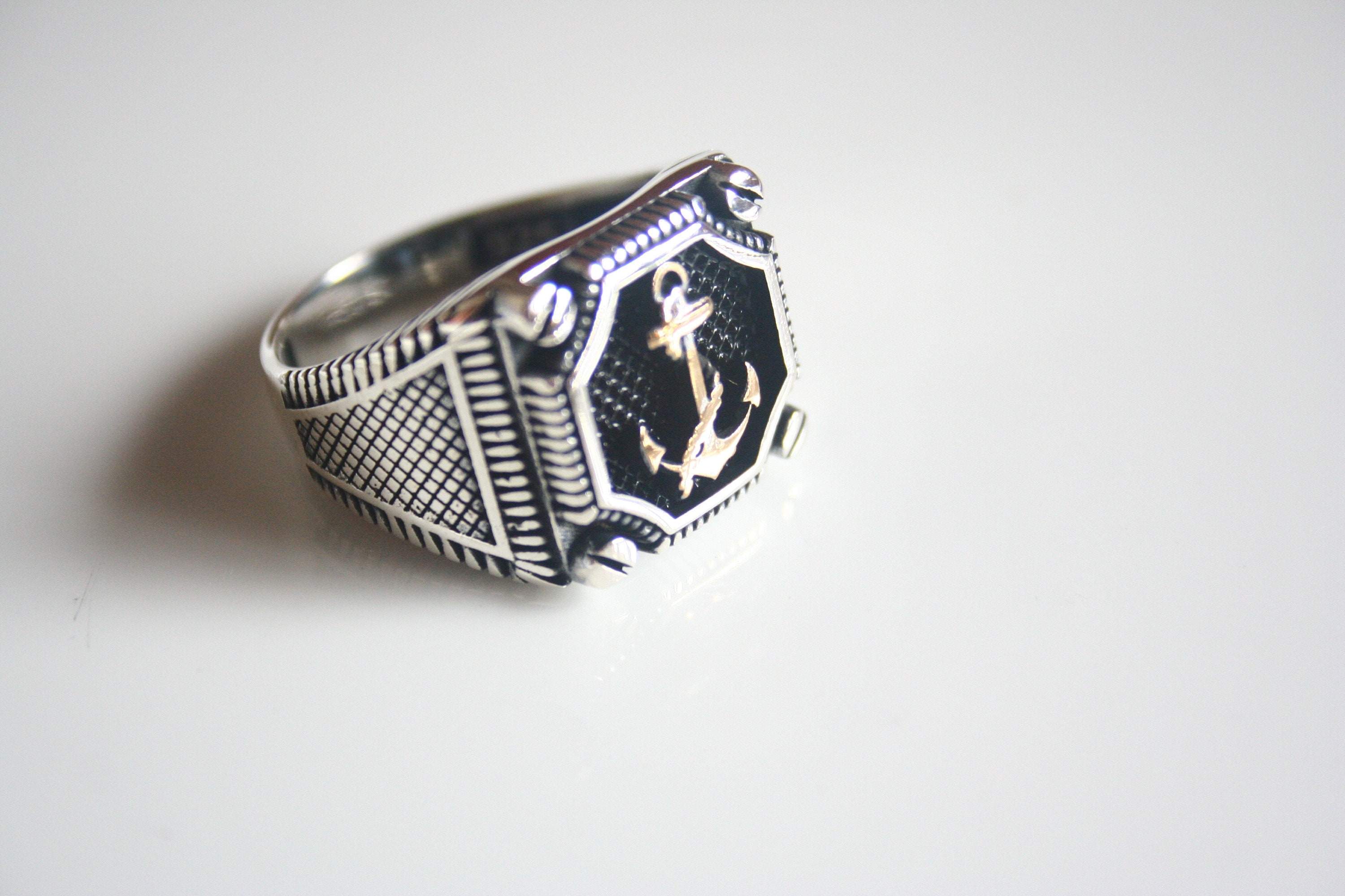 Anchor Men Ring Signet Ring 925 Sterling Silver Modern Silver Rings for ...