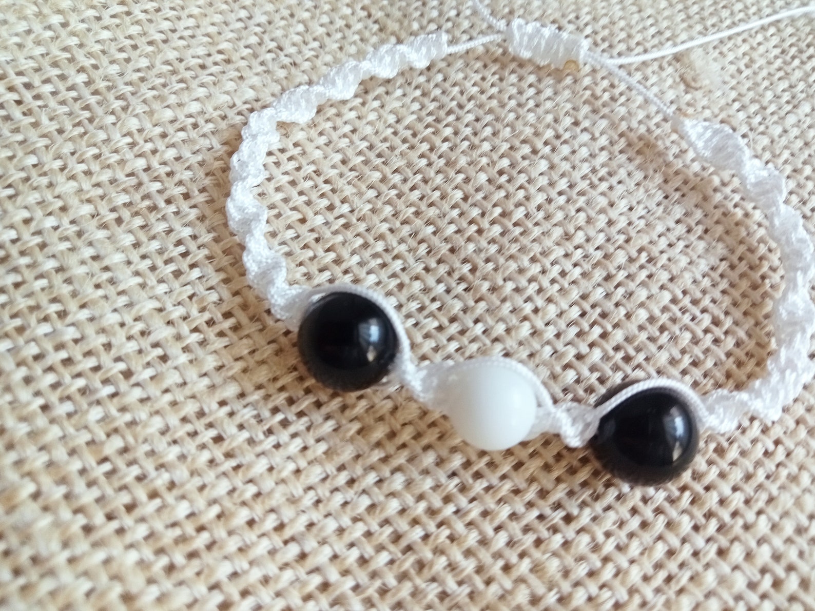 Black and White Onyx Stoned Natural Bracelets, 10 Mm Black and 8 Mm ...