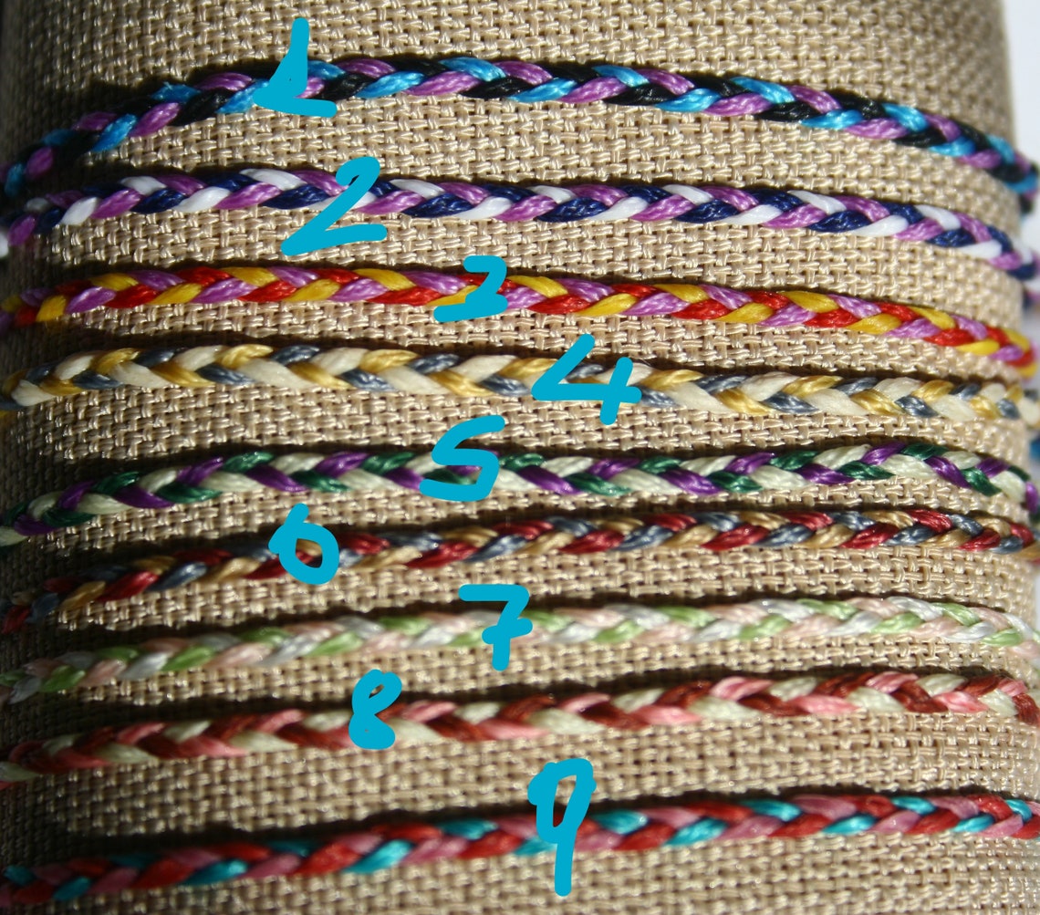 Braided String Bracele, Waxed Braided Lucky Bracelet, Handmade Woven ...