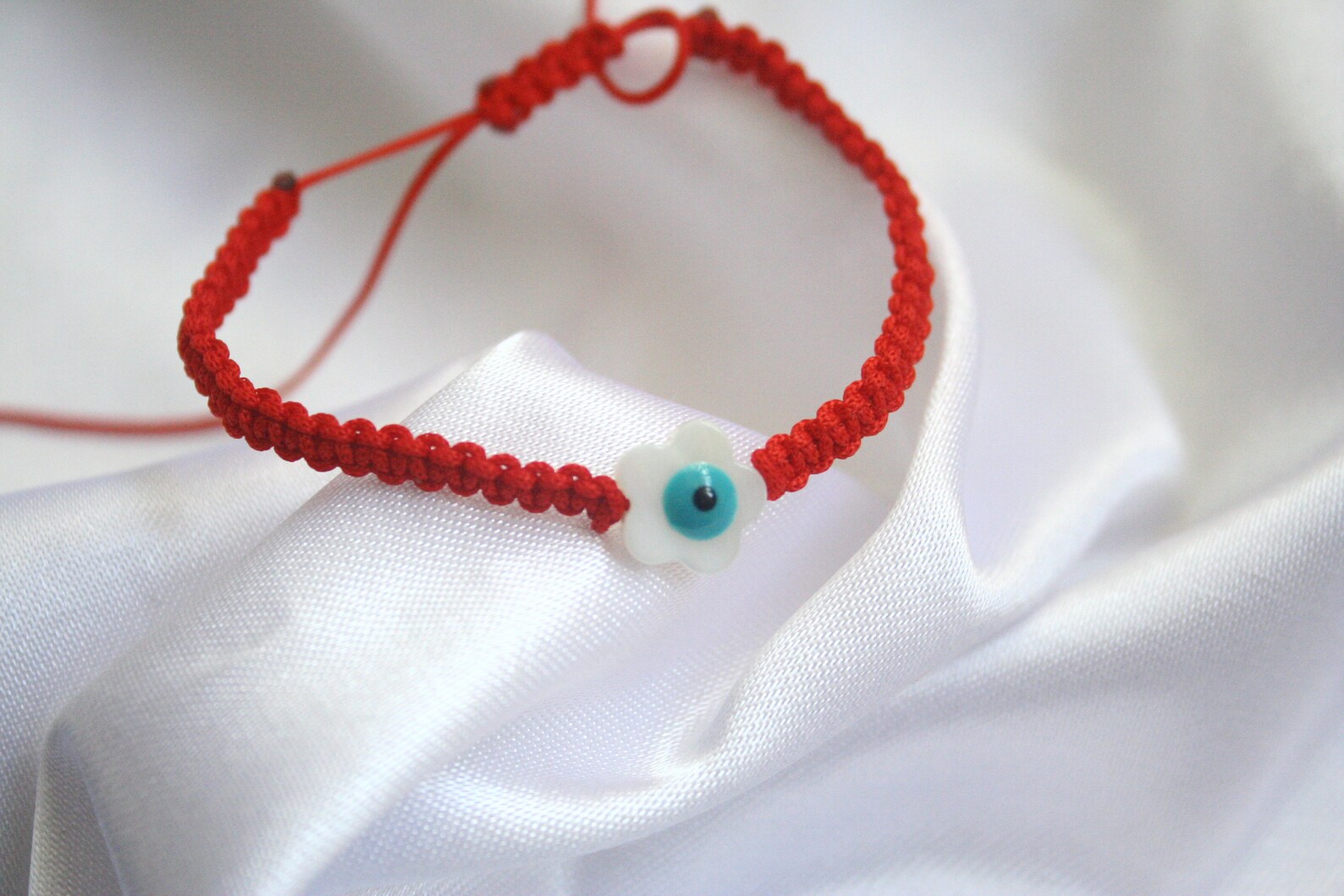 Red String Evil Eye Bracelet Flower Evil Eye Bracelet Red - Etsy