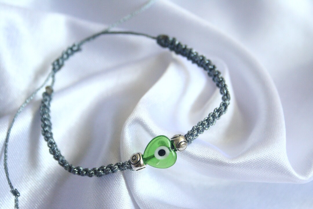 Evil Eye String Bracelet, Silver Shiny Energy String Bracelet for ...