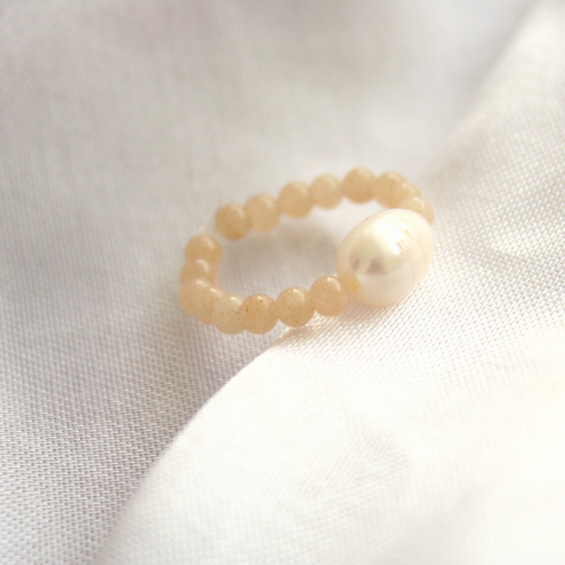 Pearl Unisex Stone Ring Elastic Band Rings Natural Stone - Etsy