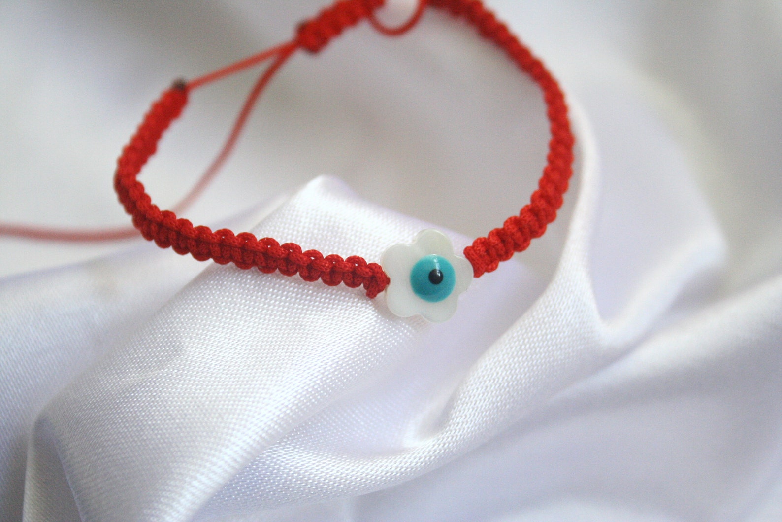 Red String Evil Eye Bracelet Flower Evil Eye Bracelet Red - Etsy