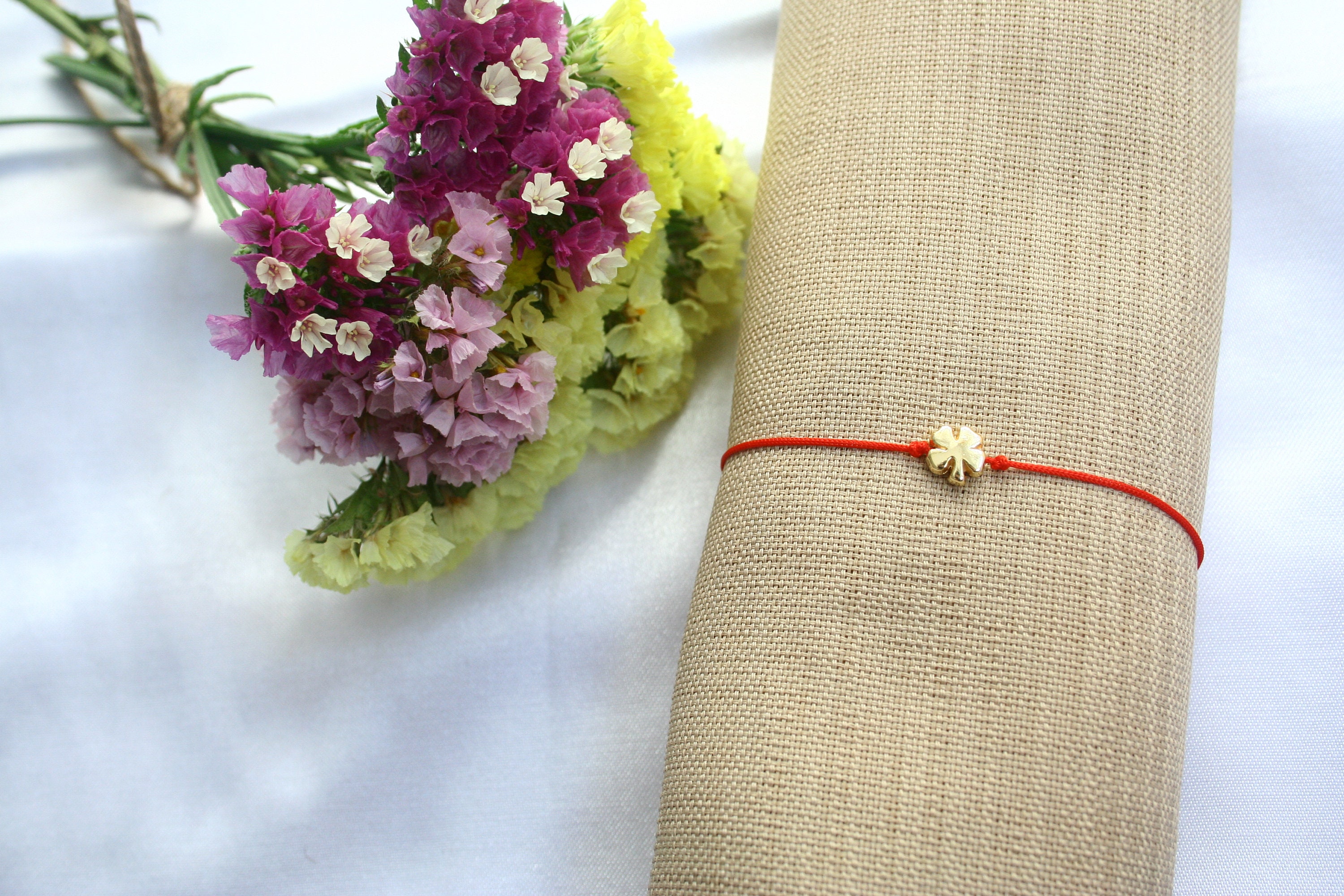 Red String Bracelet Clover Bracelet Couples for Protection Red ...