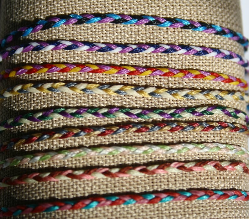 Braided String Bracele, Waxed Braided Lucky Bracelet, Handmade Woven ...