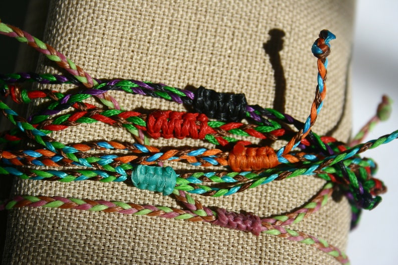 Braided String Bracele, Waxed Braided Lucky Bracelet, Handmade Woven ...