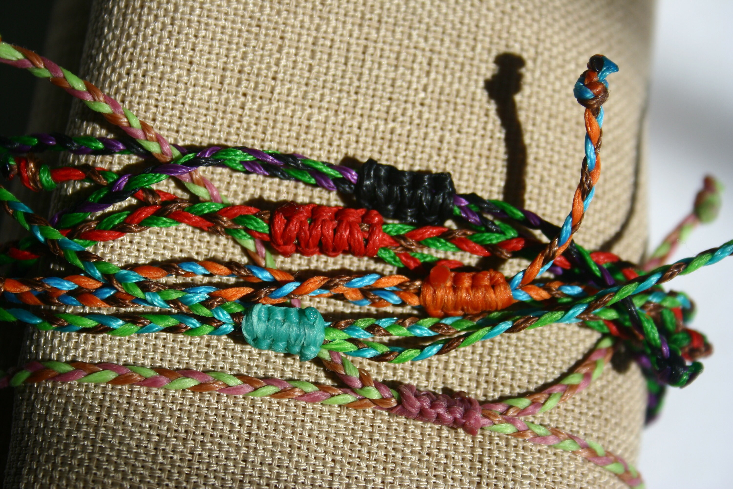 Braided String Bracele, Waxed Braided Lucky Bracelet, Handmade Woven ...