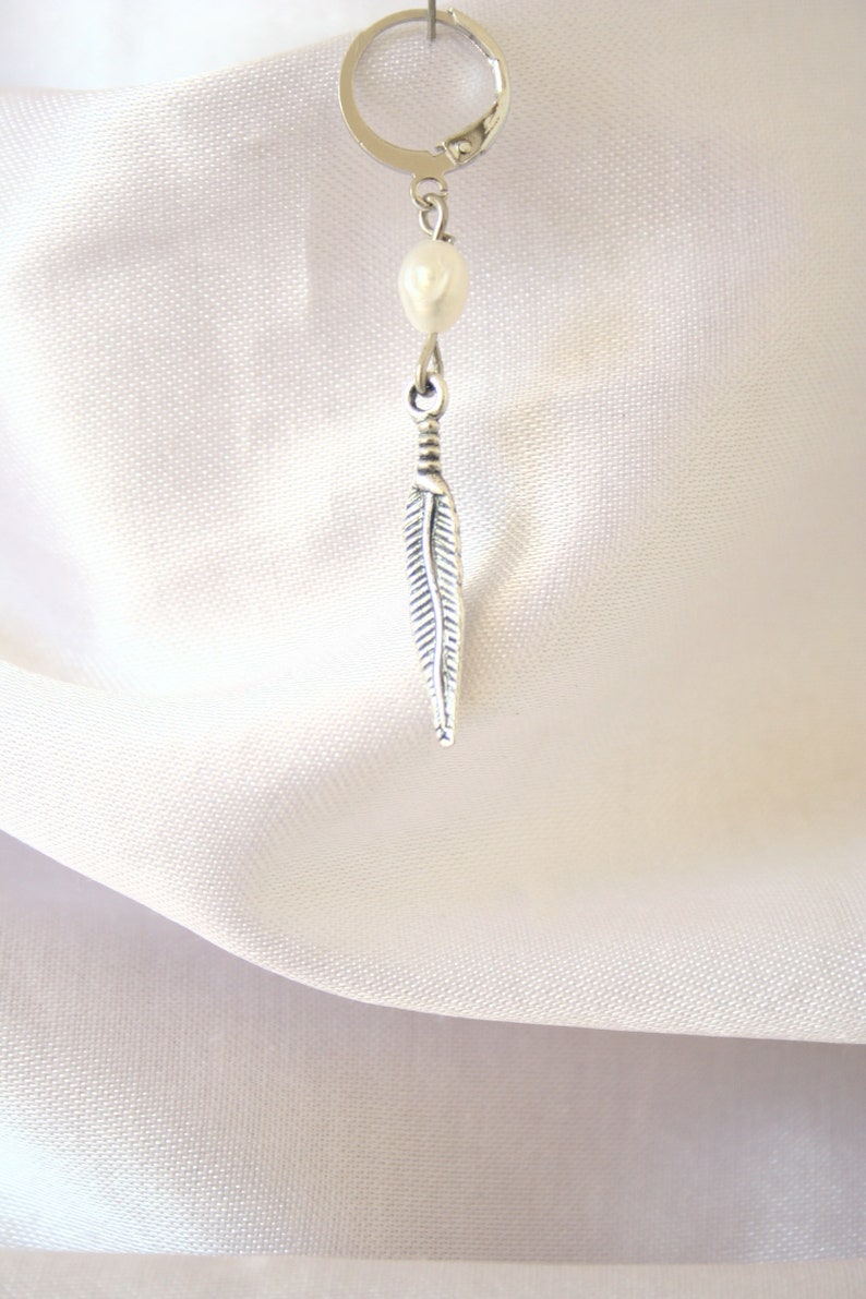 Feather Pearl Earrings, Handmade Pearl Dainty Earrings, Womens Jewelry ...