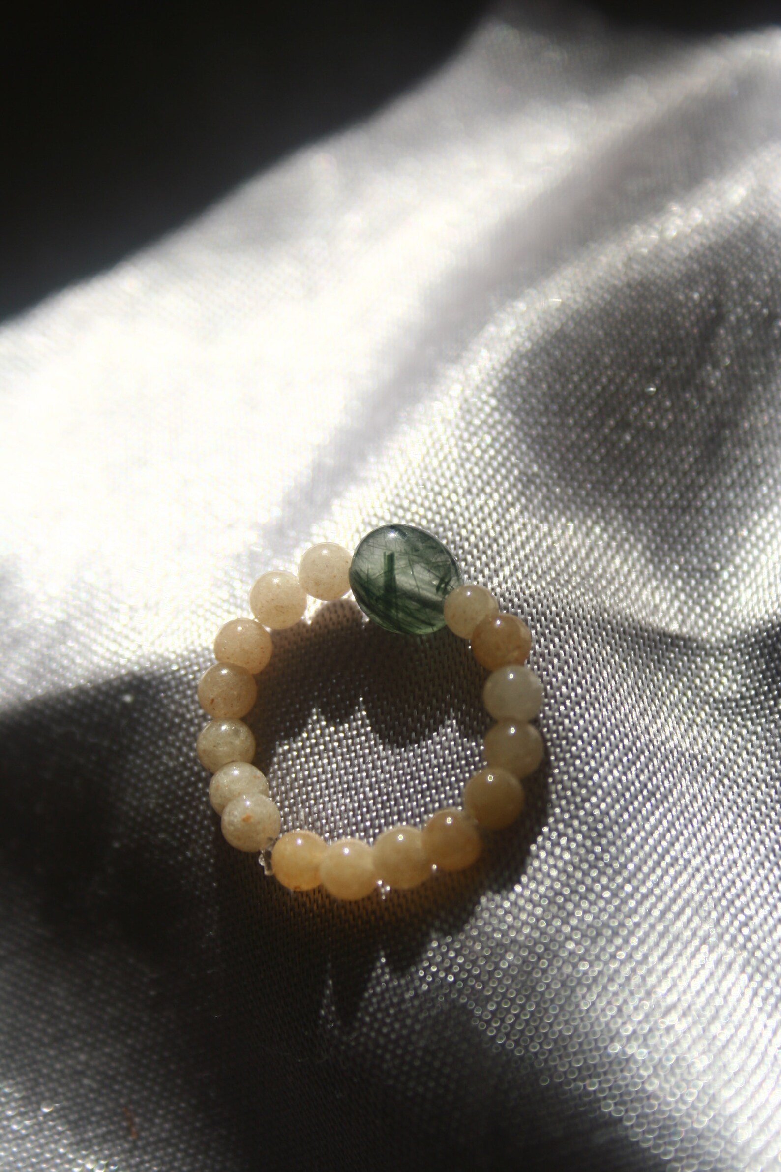 Mossy Agate Ring, Green Stone Agate Ring With Pearly Stone, Unisex ...