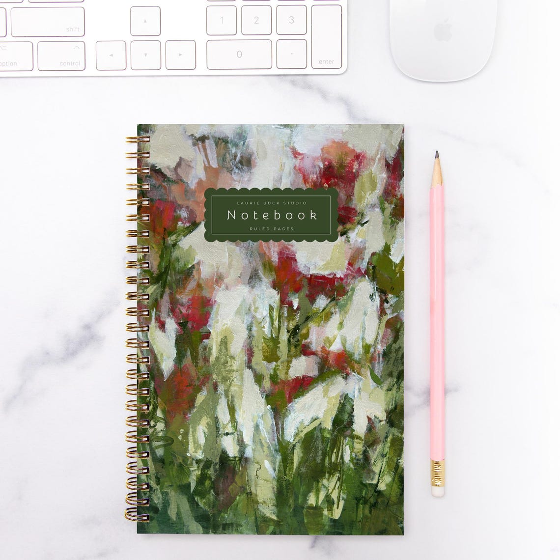 Abstract Floral Hardcover Spiral Notebook 8x5 | Lined Art Journal ...