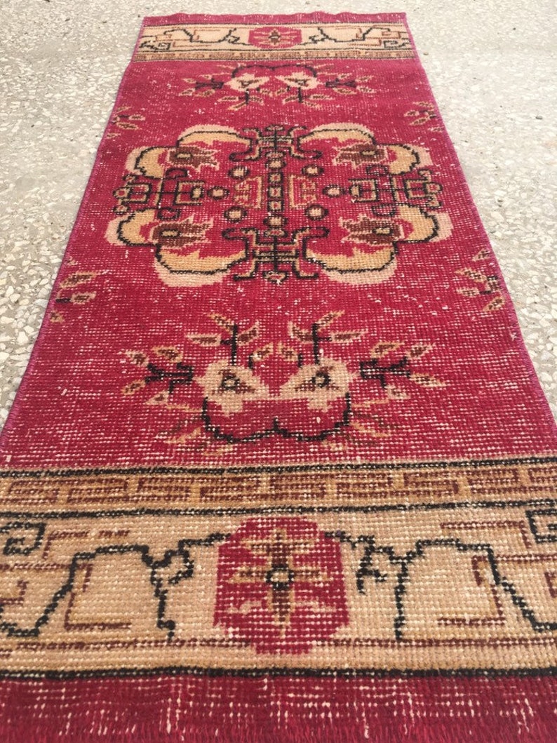 1.5x3.8ftsour Cherry Color Unique Distressed Vintage Rug Kitchen Mat ...