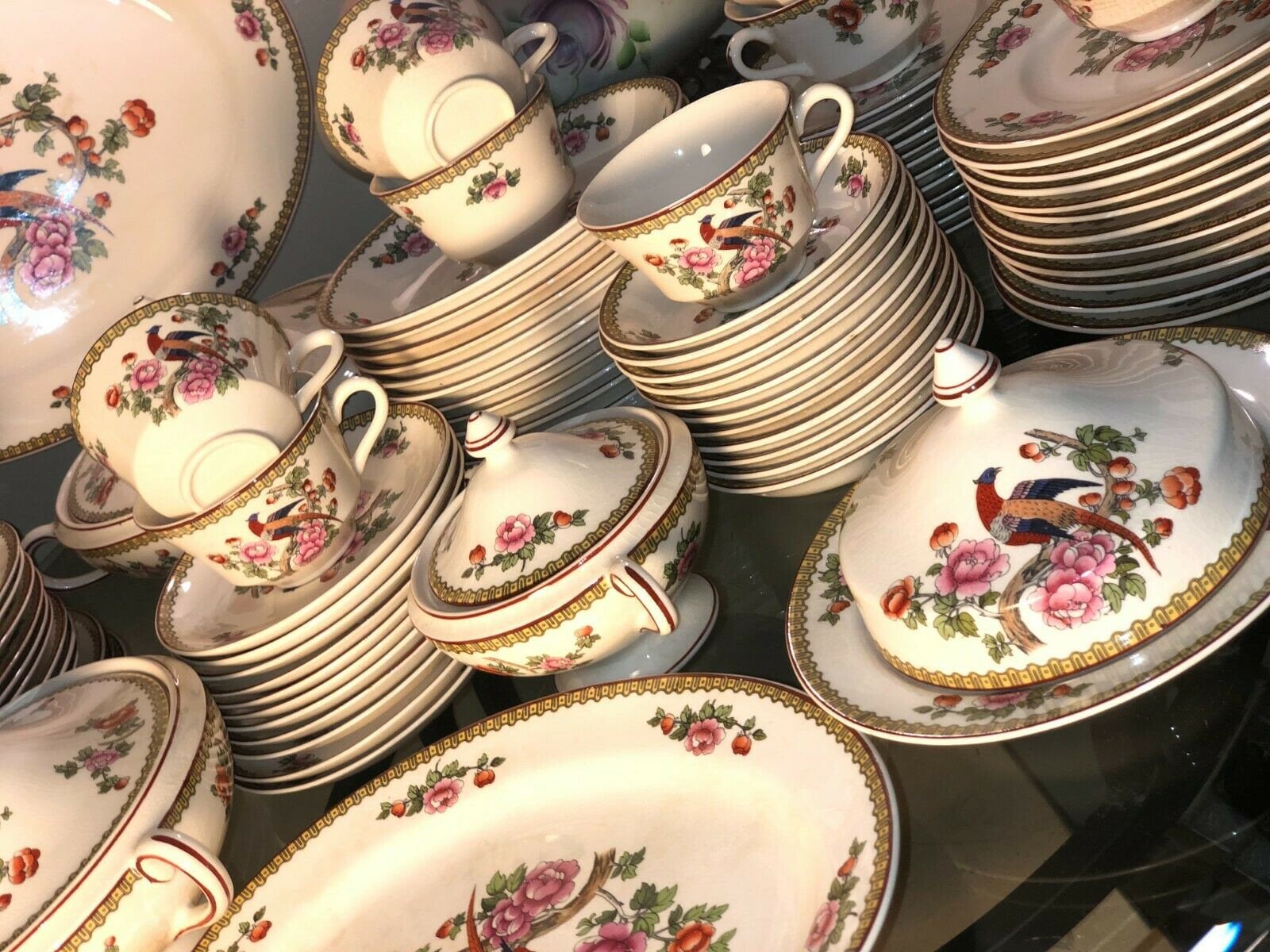 1920 Smith Phillips Semi-porcelain Orador Pheasant Floral Pattern 80PCS ...