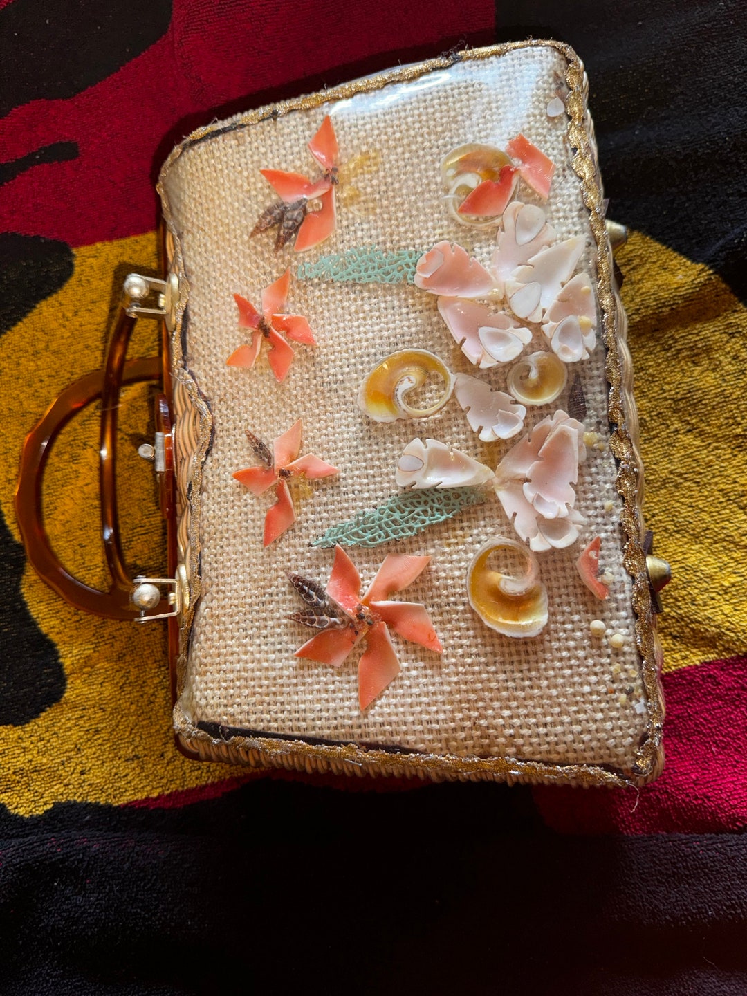 Vintage Tropic Miami Florida Wicker Lucite & Seashell 1950-1960 Purse ...