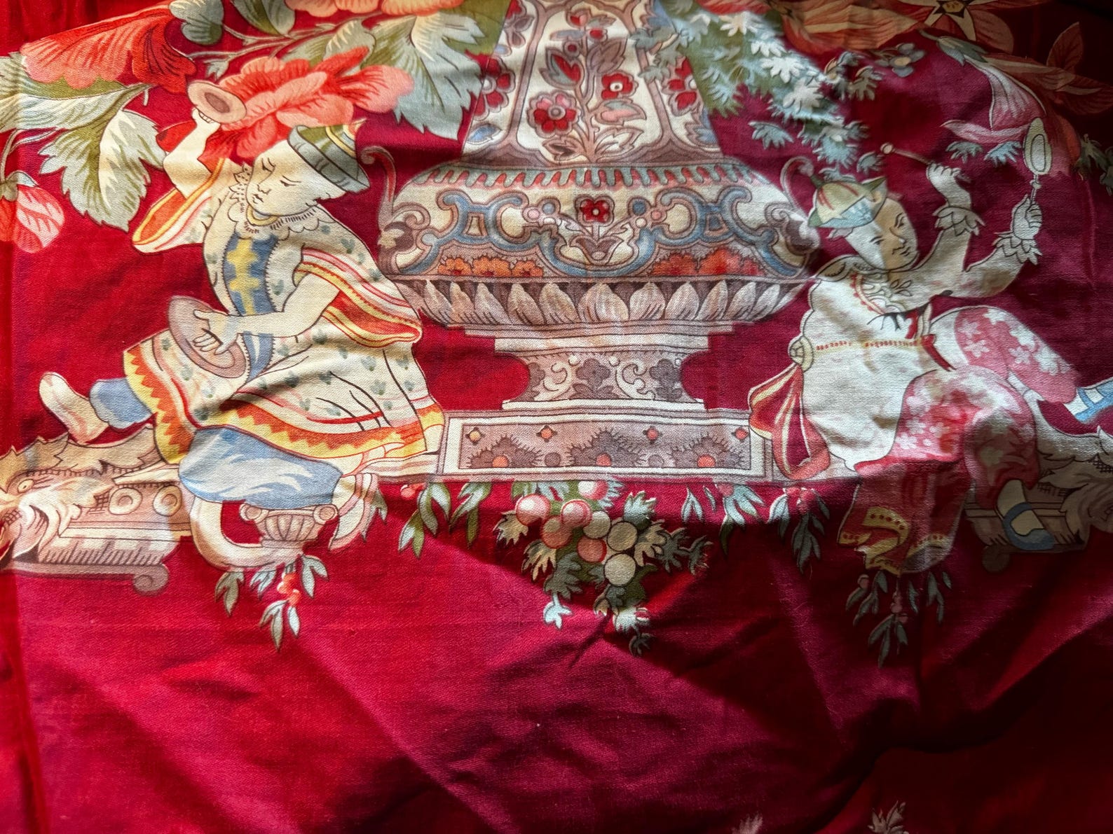 Vintage Scalamandre Chinoiseries chinese Celebration Red 3.9yrd 141 ...