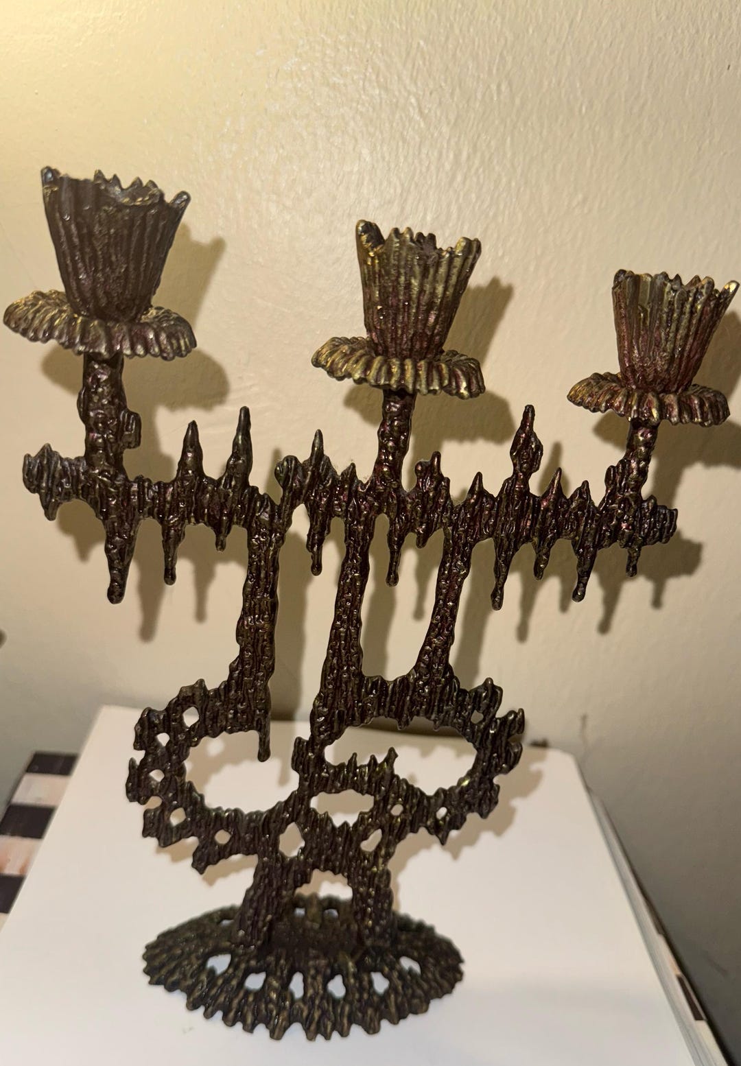 Wainberg Israel Metal Shabbat 3 Arm Brutalist Candlesticks Candle ...