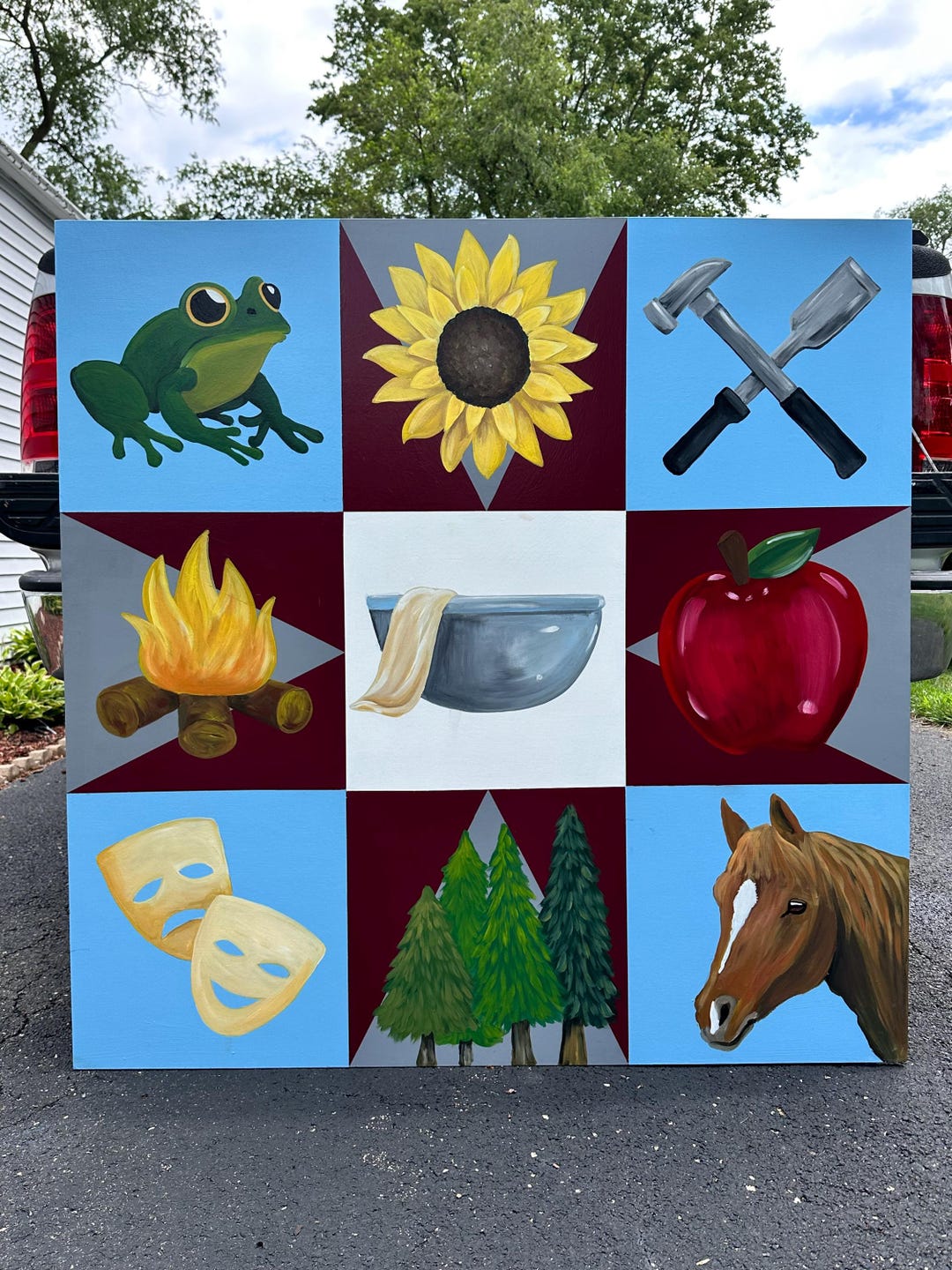 Custom Hand-painted Barn Quilt, MDO Outdoor Sign, Wedding Gift - Etsy
