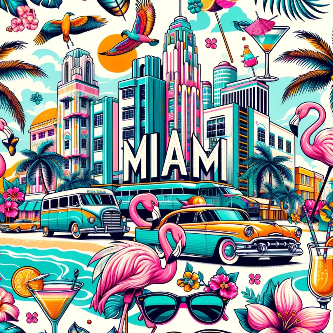 Pattern of the City of Miami, FL Landmarks - Etsy