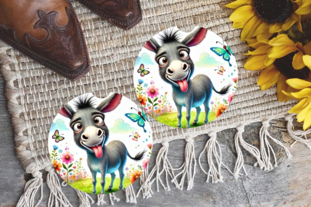 Cute Donkey Digital File for Car Coasters - Etsy