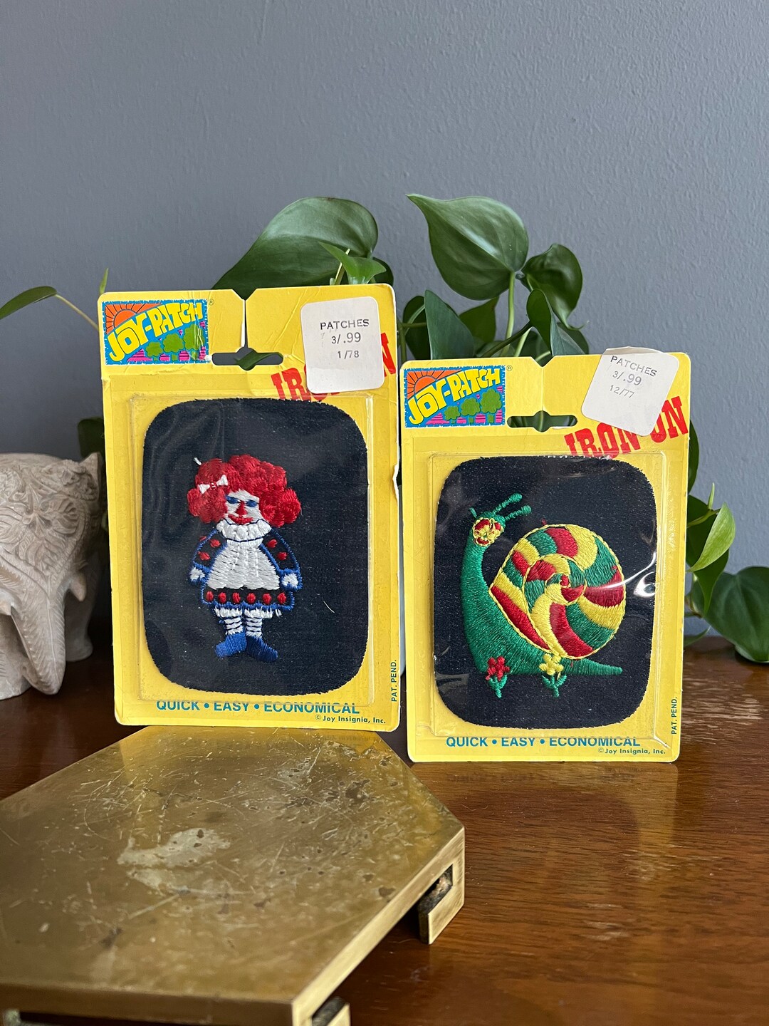 Two Vintage Joy Patch Iron Patches, Snail With Flowers and Raggedy Ann ...