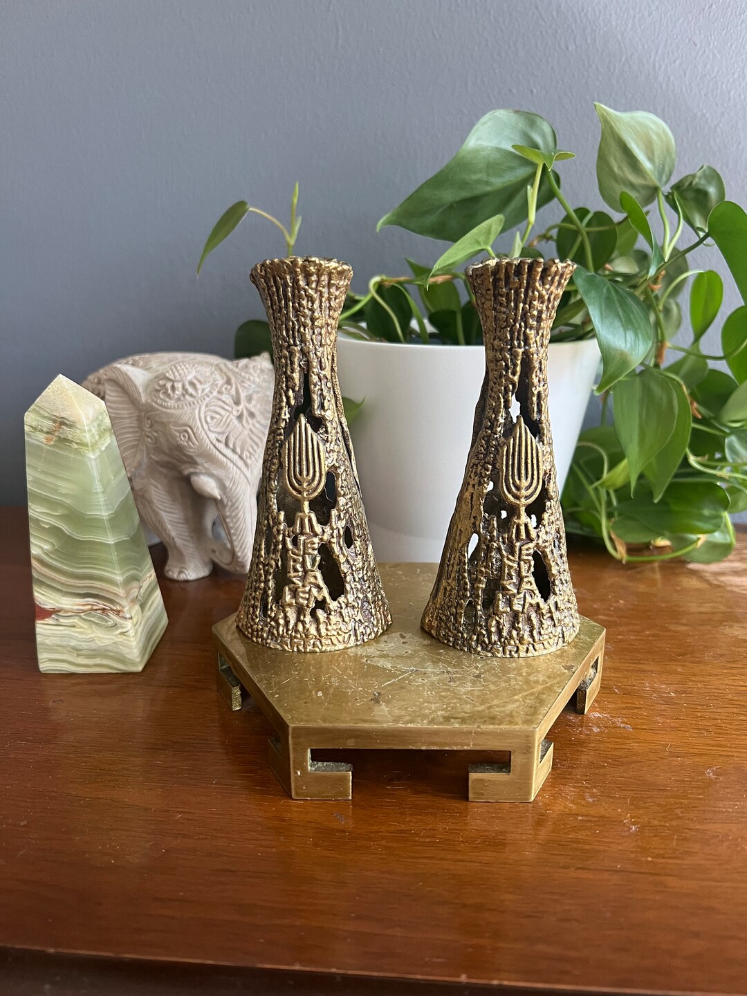 Wainberg Israel Shabbat Brutalist Brass Candle Holders - Etsy